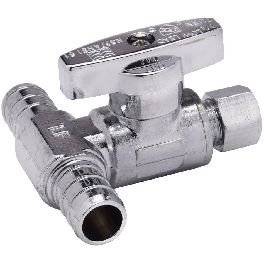 WATERLINE PRODUCTS 1/2" PEX x 1/2" PEX x 1/4" Compression Icemaker Tee ...