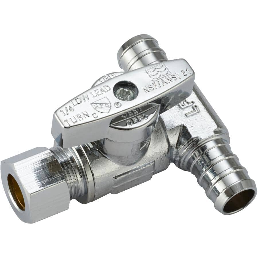 WATERLINE PRODUCTS 1/2" PEX x 1/2" PEX x 3/8" Compression Brass ...