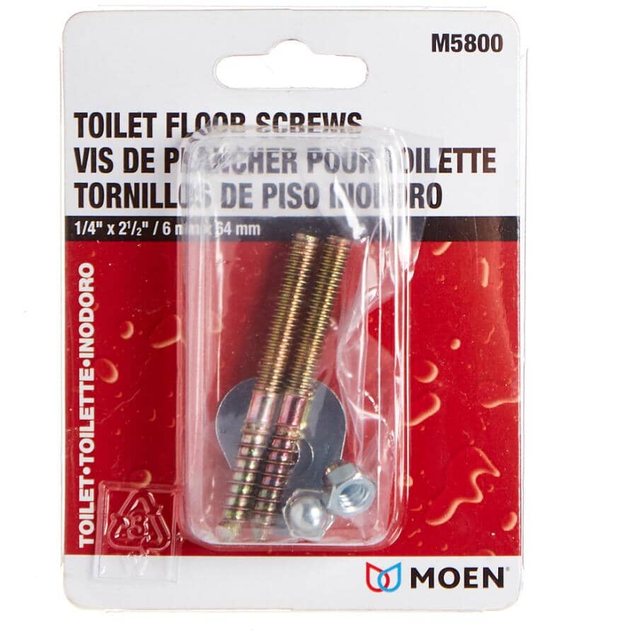 MOEN 1/4" x 2-1/2" Brass Plated Toilet Screw Set | Home Hardware