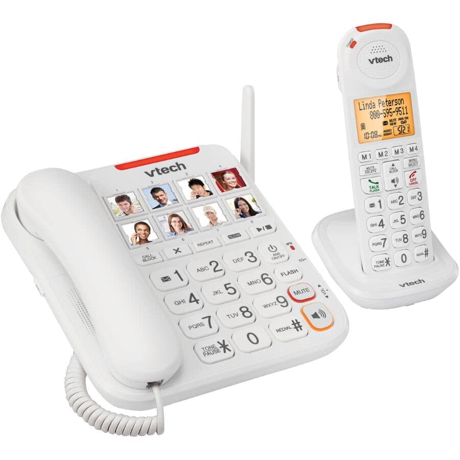 V-TECH DECT 6.0 Corded & Cordless Phones & Answering System (SN5147 ...