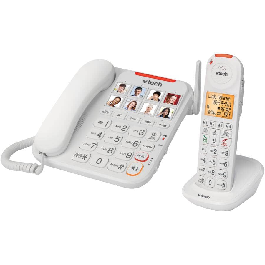 V-TECH DECT 6.0 Corded & Cordless Phones & Answering System (SN5147 ...