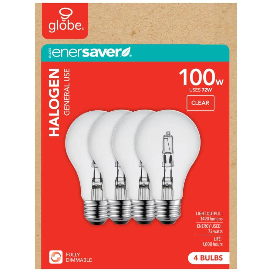 GLOBE ELECTRIC 72W A19 Medium Base Soft White Dimmable Halogen Light ...