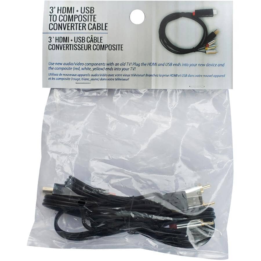 TECH 0.9 m / 3' HDMI & USB to Composite Converter Cable | Home Hardware