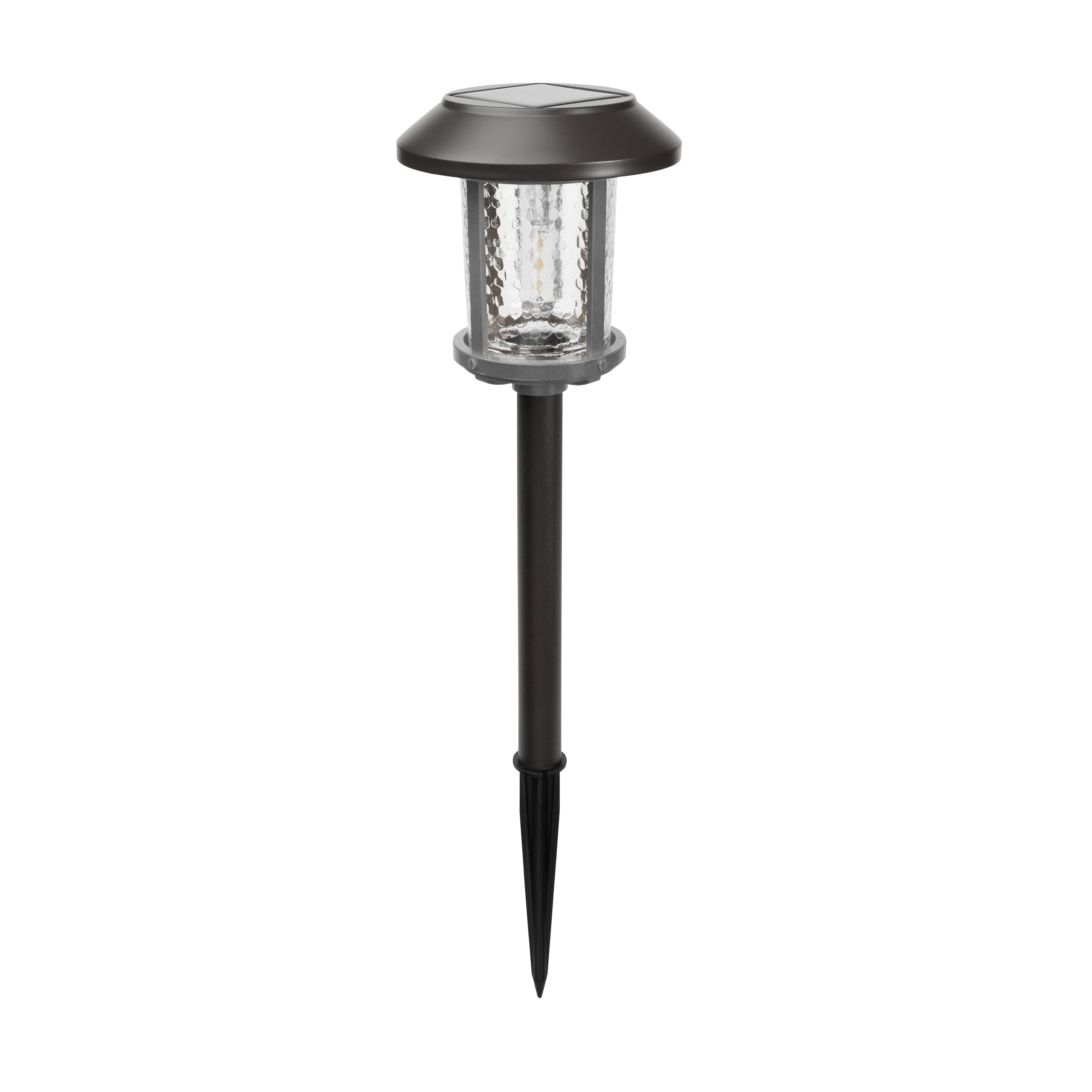 MOONRAYS Solar Two Tone Metal Pathway Light with Filament Bulb & Glass ...