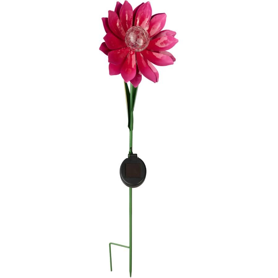 MOONRAYS Metal and Crackle Ball Flower Solar Garden Stake | Home Hardware