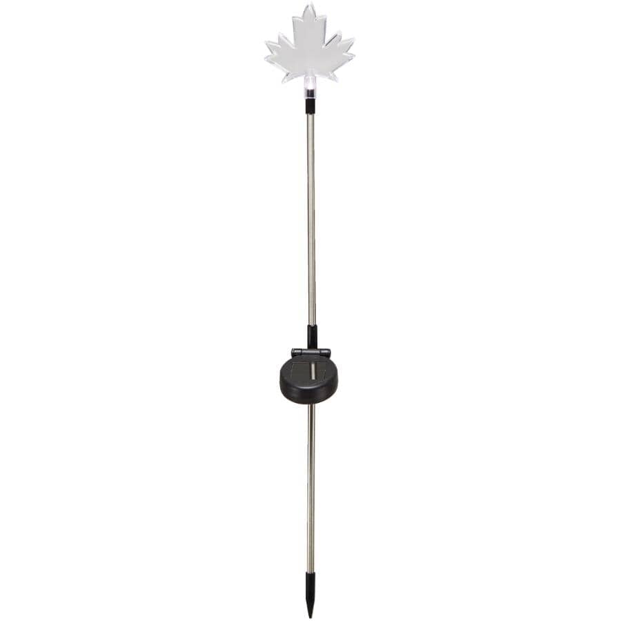 MOONRAYS Metal Acrylic Maple Leaf Solar Garden Stake | Home Hardware