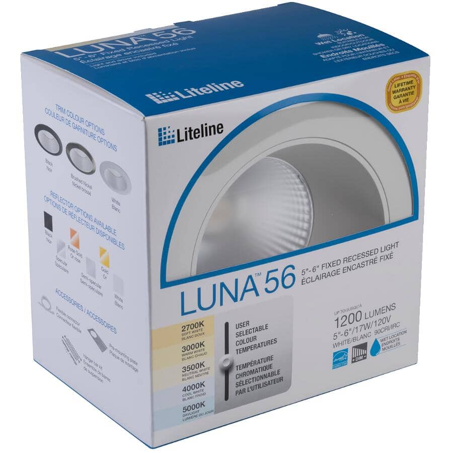 LITELINE Luna 56 PRO 5" or 6" Fixed Recessed LED Pot Light | Home Hardware