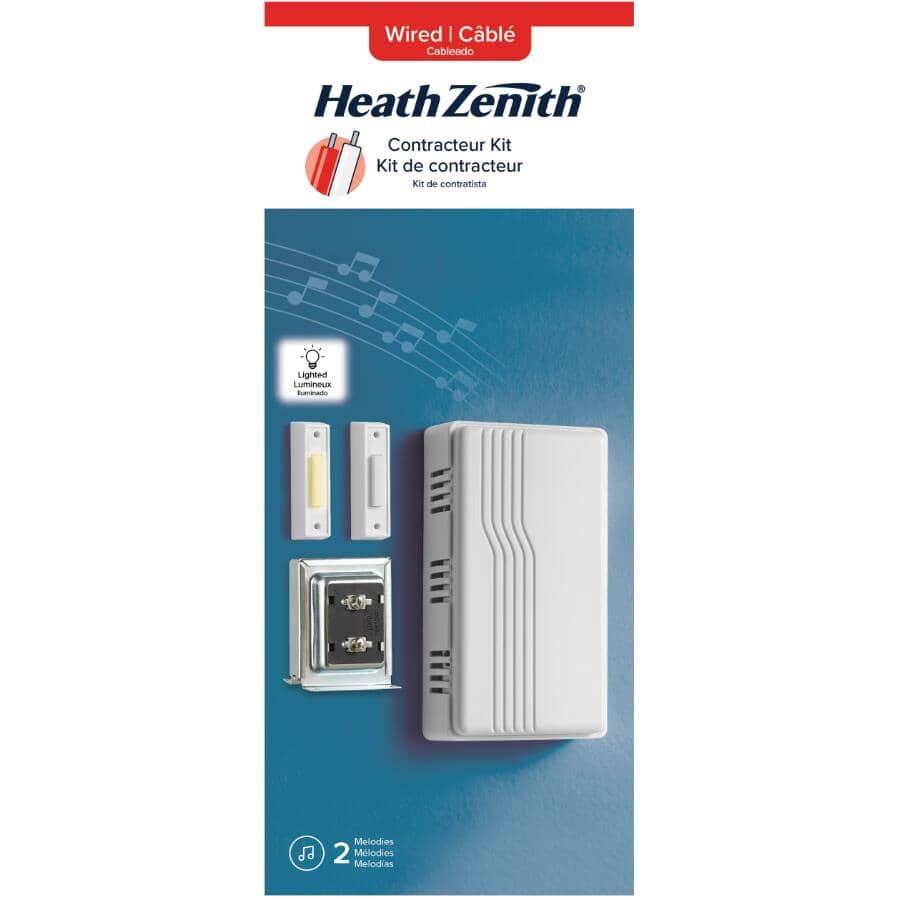 HEATH/ZENITH Contractor's Wired Doorbell Chime Kit with Transformer + 2 ...
