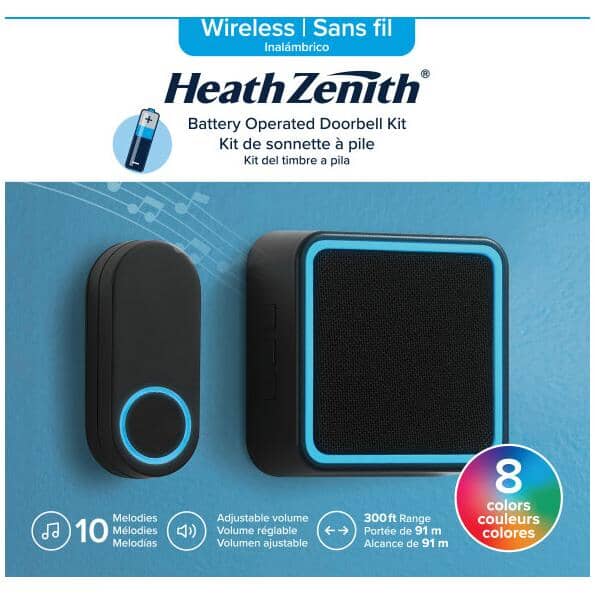 HEATH/ZENITH Wireless Battery Operated Doorbell with Push Button | Home ...