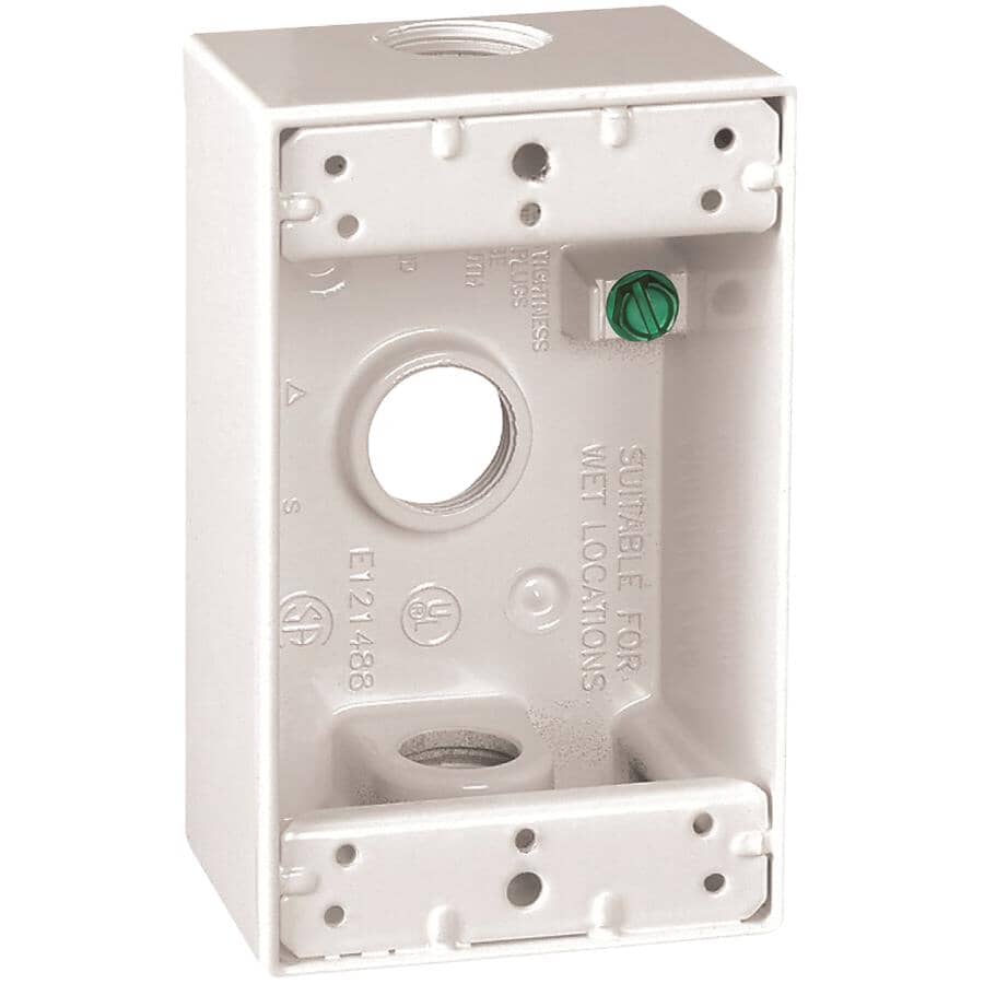 RED DOT White Weatherproof Outdoor Metal Single Gang Device Box | Home ...