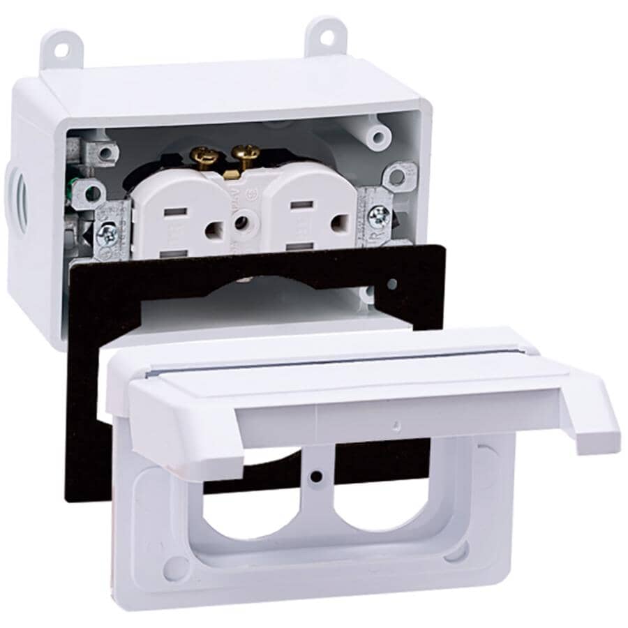 RED DOT White PVC Horizontal Weatherproof Tamper Resistant Receptacle ...