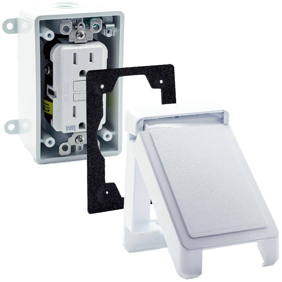 RED DOT White PVC Vertical Weatherproof Tamper Resistant GFI Receptacle ...