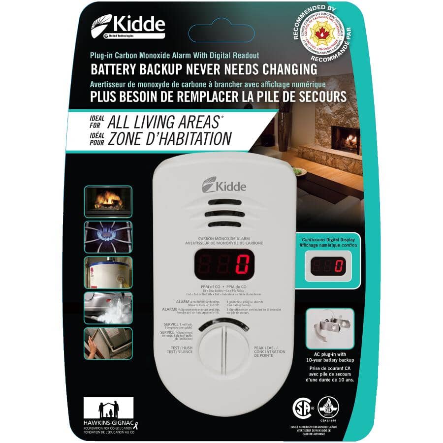 KIDDE Plug-In Digital Carbon Monoxide Detector, with Battery Back-Up ...