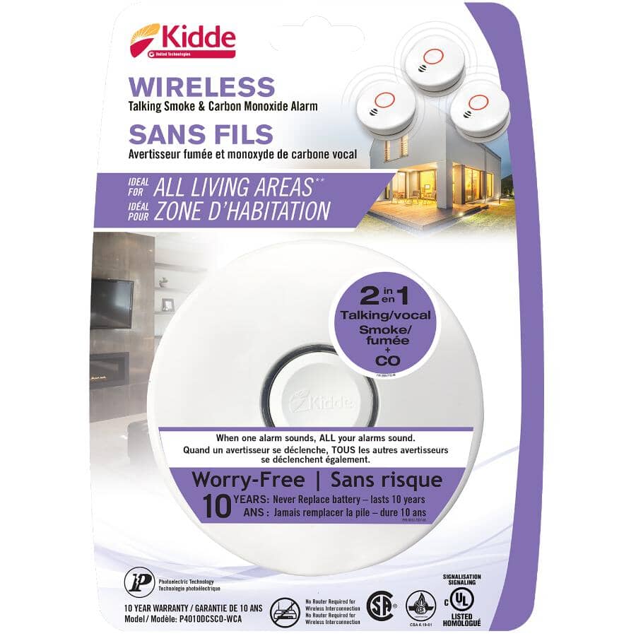 KIDDE 10-Year Battery Operated Wireless Talking Smoke & Carbon Monoxide ...