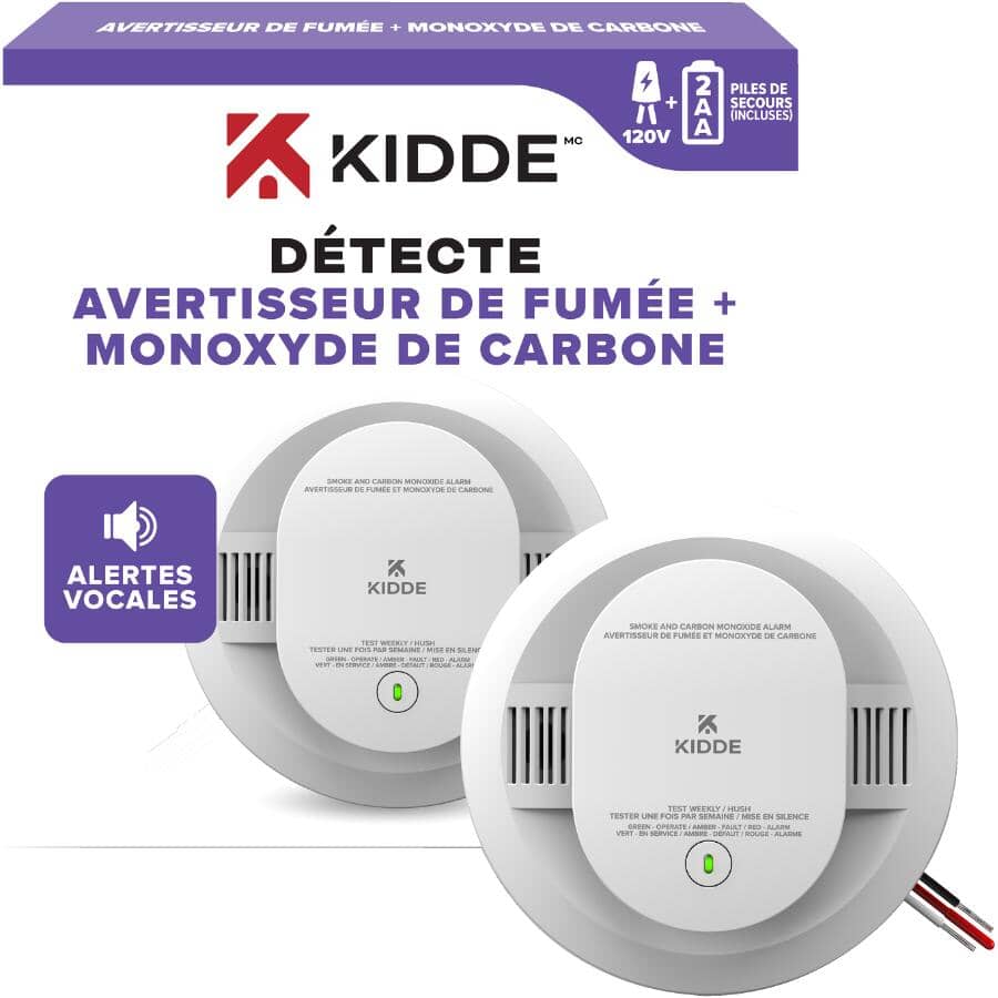 KIDDE Hardwired Smoke & Carbon Monoxide Detector with AA Battery Backup ...