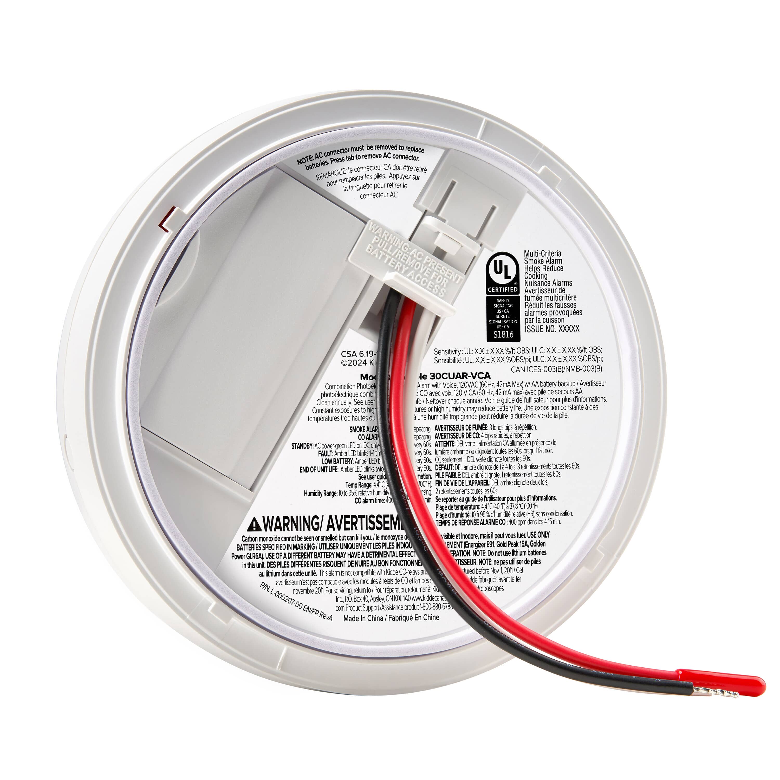 KIDDE Hardwired Smoke & Carbon Monoxide Detector with AA Battery Backup ...