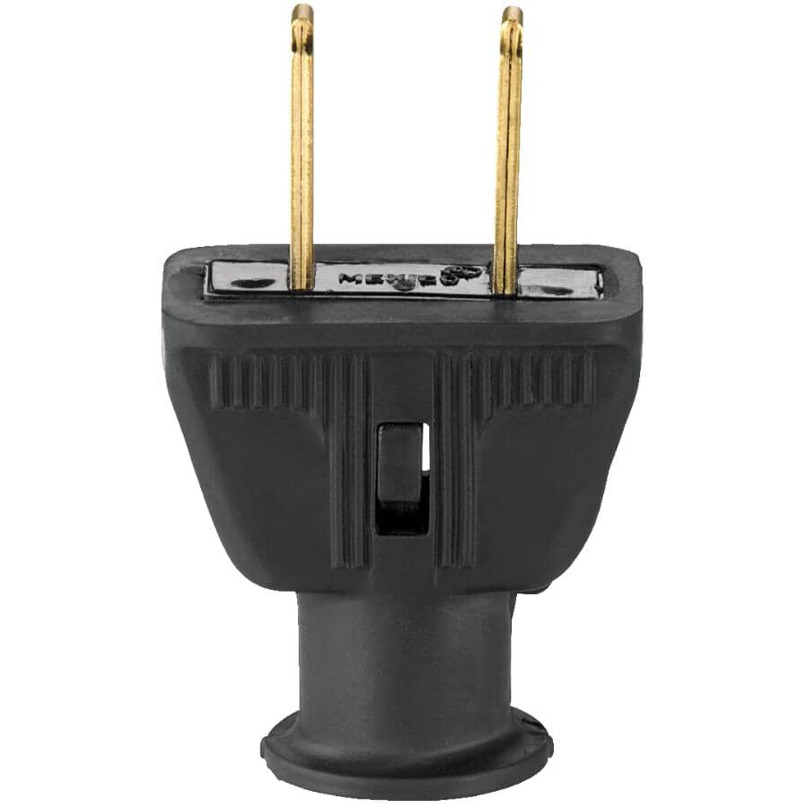 EATON 2 Wire 15 Amp 125V Black Rubber Flat Electrical Plug | Home Hardware