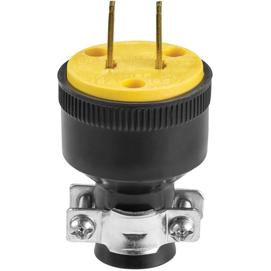 EATON 2 Wire 15 Amp 125V Black Rubber Round Electrical Plug | Home Hardware