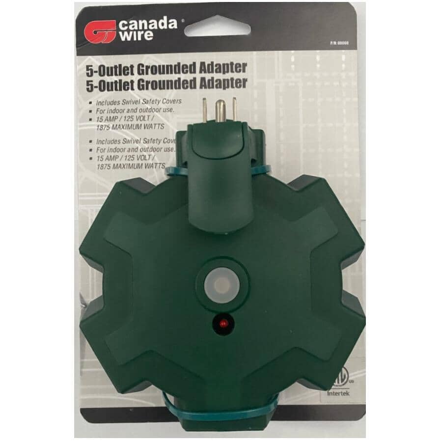 CANADA WIRE 5 Outlet Grounded Adapter with Circuit Protection | Home ...