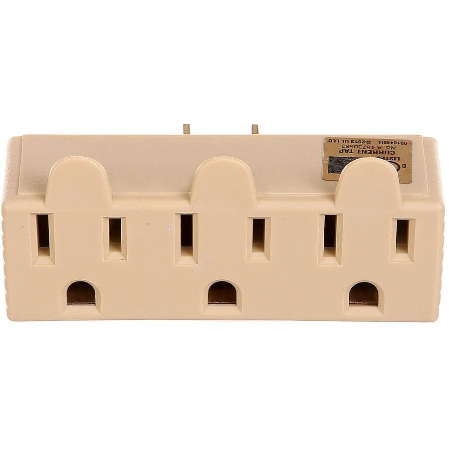 EATON Wall Tap - Ivory with 3 Outlets | Home Hardware