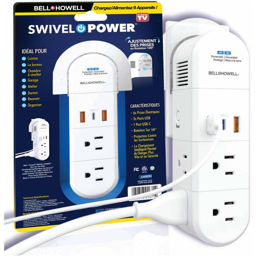 BELL & HOWELL Swivel Power with 6 Outlets | Home Hardware