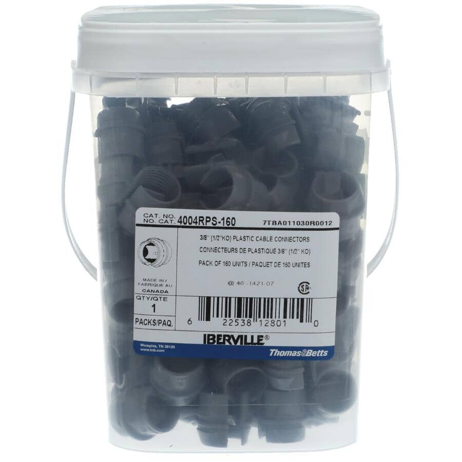 IBERVILLE 160 Pack 3/8" (1/2"KO) Plastic Snap In Cable Connectors ...