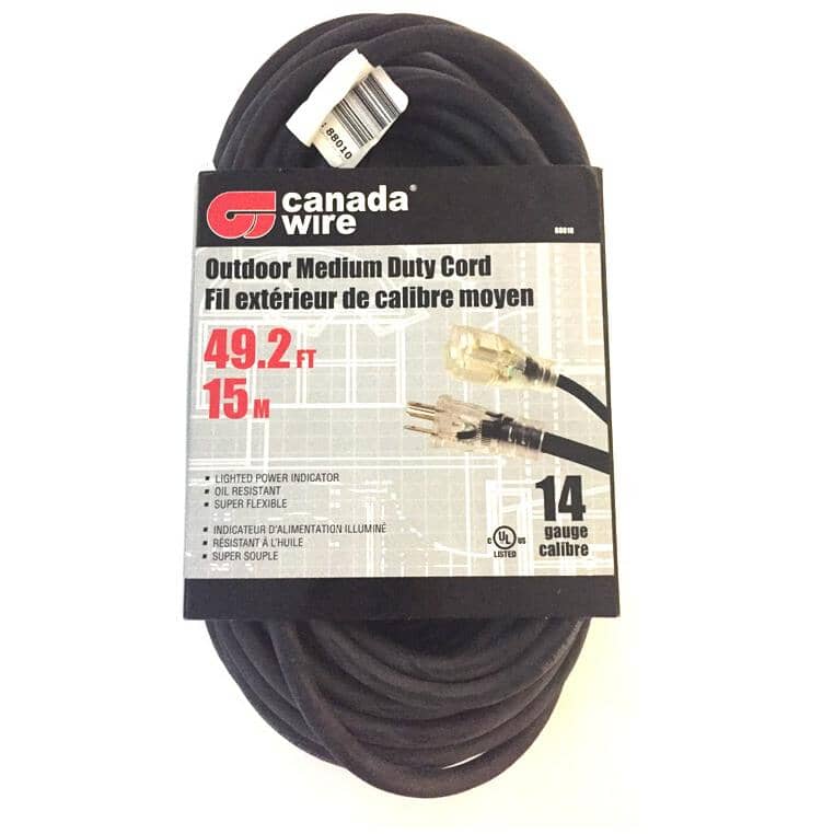 CANADA WIRE SJOW Black Outdoor Lighted Rubber Extension Cord | Home ...