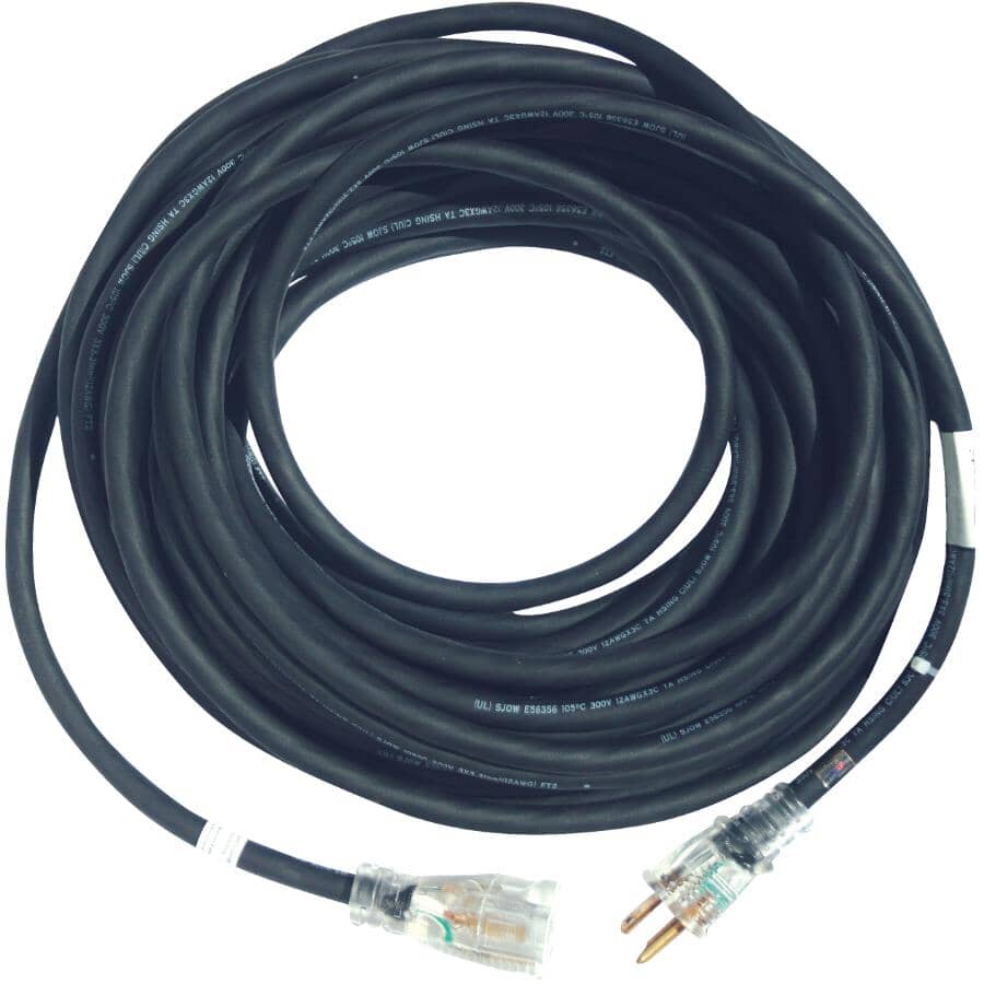 CANADA WIRE SJOW Black Outdoor Lighted Rubber Extension Cord | Home ...
