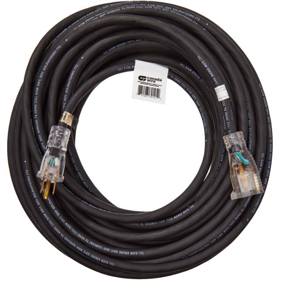 CANADA WIRE SJOW Black Outdoor Lighted Rubber Extension Cord | Home ...