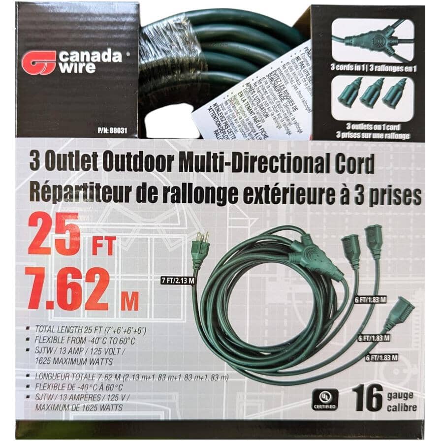 CANADA WIRE SJTW Green Outdoor Multi-Directional Extension Cord with 7 ...