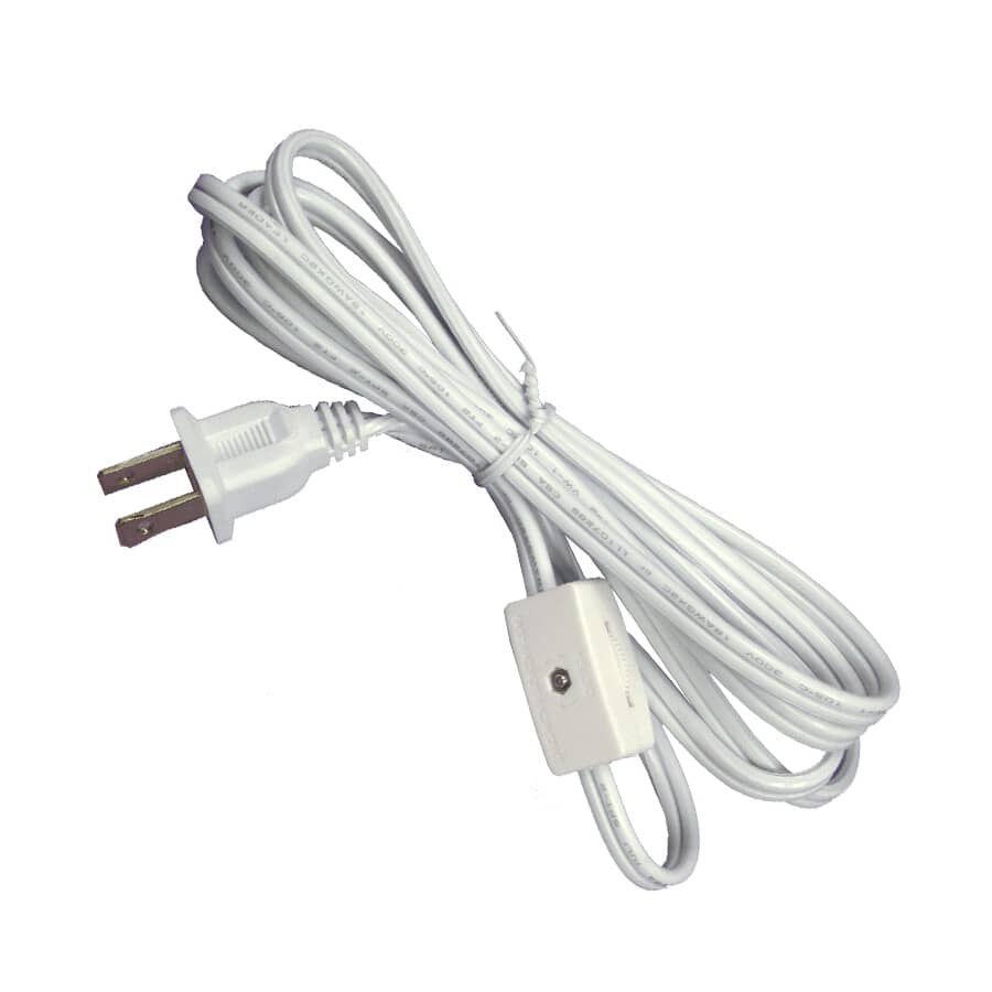 ATRON 6' White Lamp Cord with Switch | Home Hardware