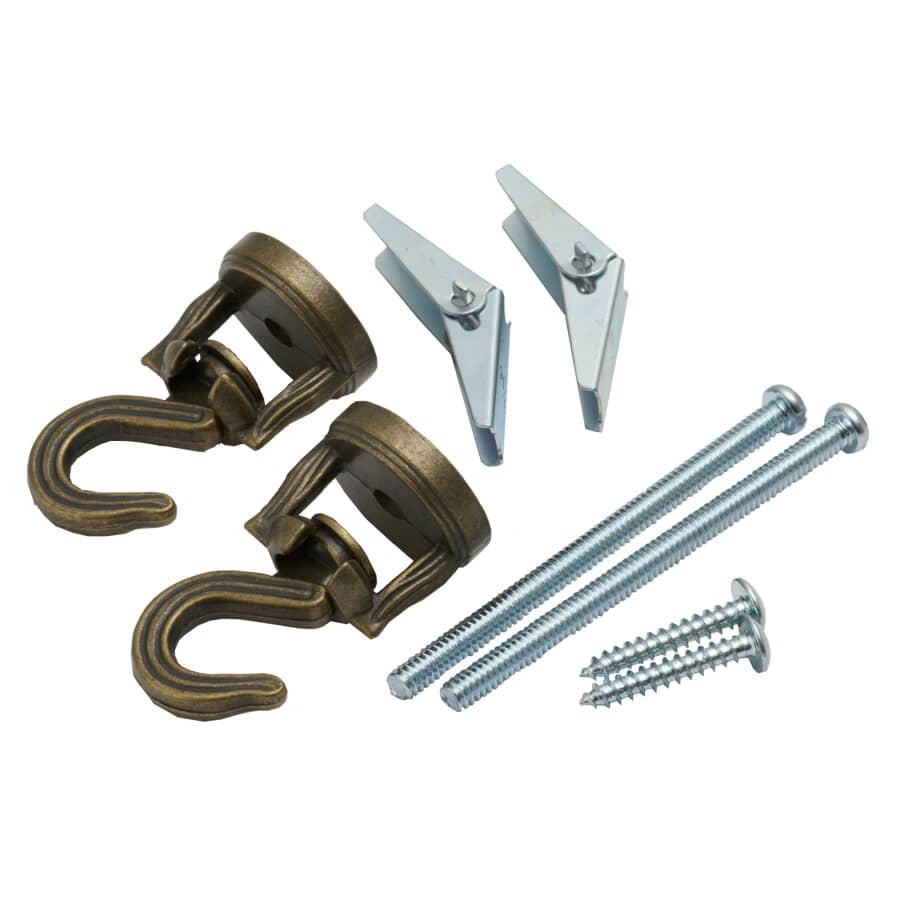 BUILDER'S HARDWARE 2 Pack 2" Antique Brass Swivel Ceiling Hooks | Home ...