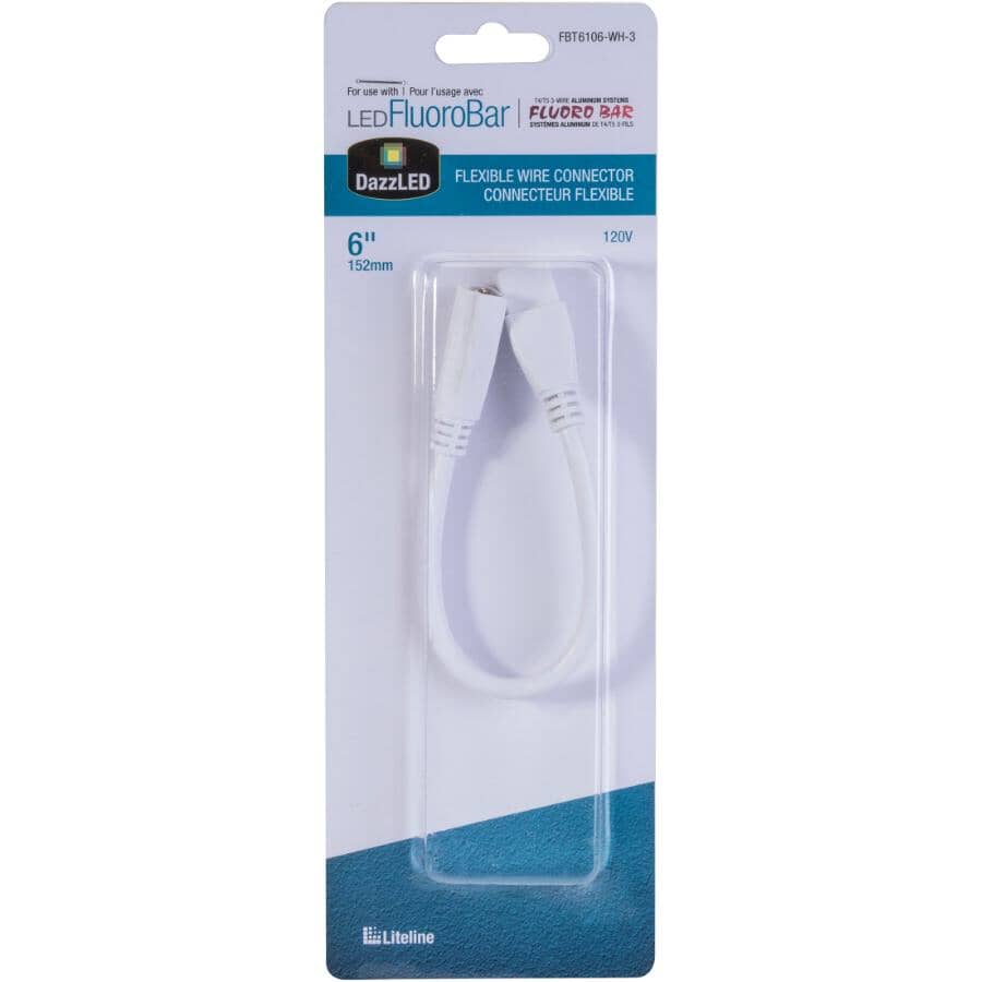 LITELINE 6" 3 Wire Flexible Connector for Linking Fluorobar Fixtures ...