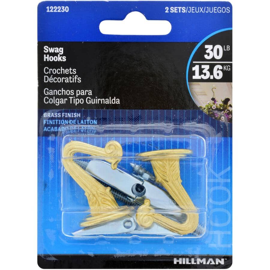HILLMAN 2 Pack Swag Ceiling Hook, Brass | Home Hardware