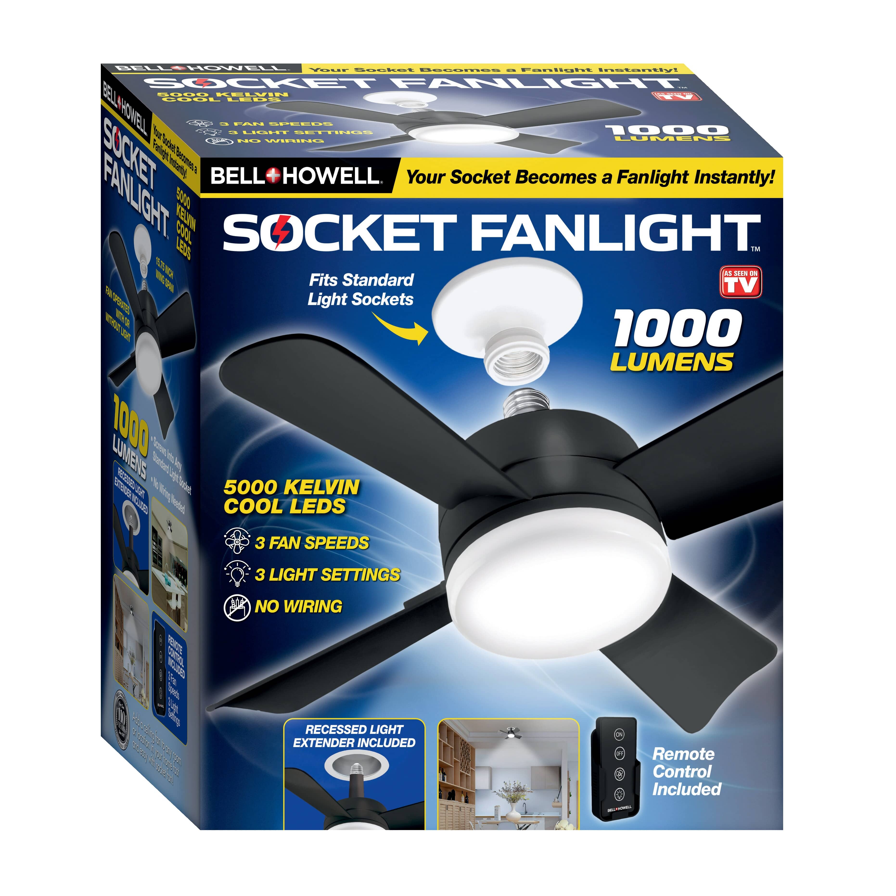 BELL & HOWELL Socket Fan with Light | Home Hardware