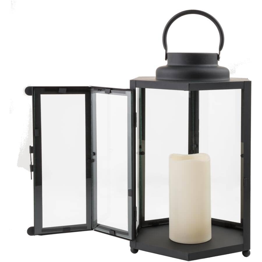 ALPINE 14" Black Hexagonal Candlelit Lantern | Home Hardware