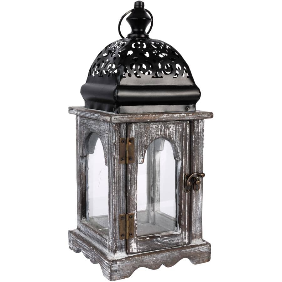 MOONRAYS Metal & Wood Lantern with Cut-Out Dome | Home Hardware