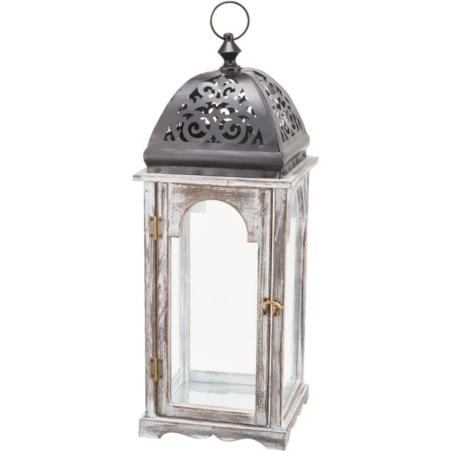 MOONRAYS Metal & Wood Lantern with Cut-Out Dome | Home Hardware