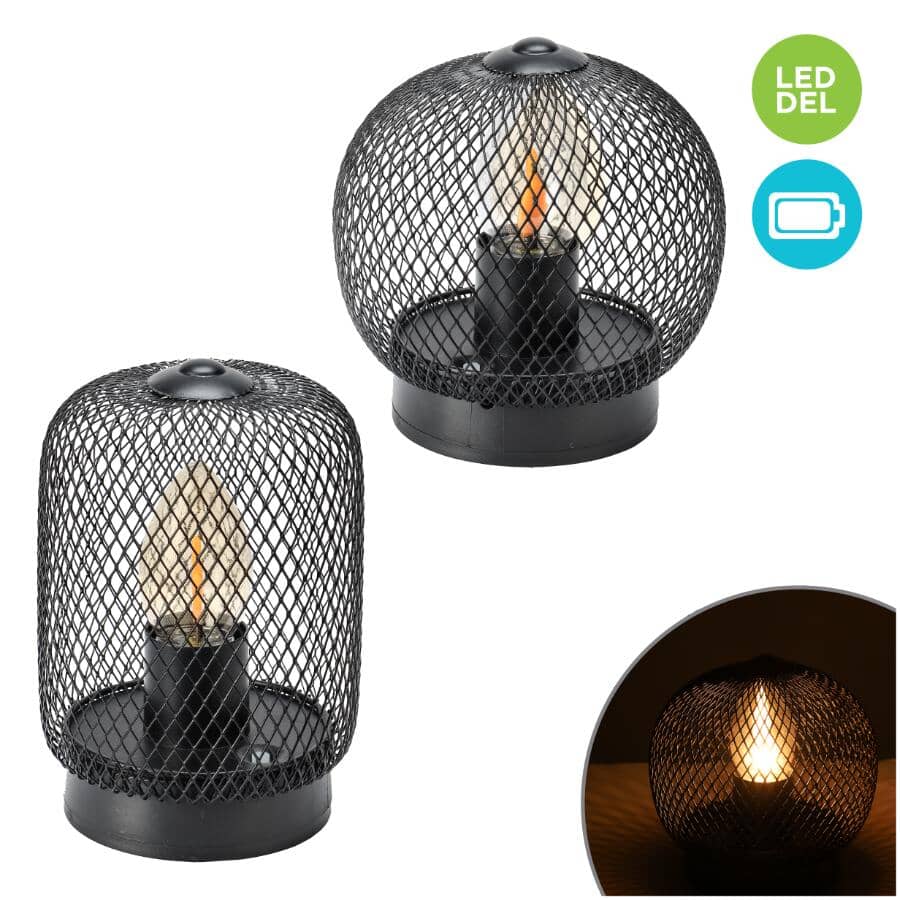 DANSON DECOR Battery Operated Tabletop LED Mini Lanterns with Mesh ...