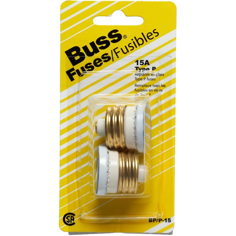 BUSSMANN 2 Pack 15 Amp P Plug Fuses | Home Hardware