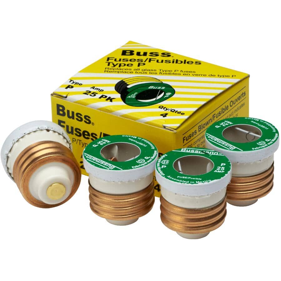 BUSSMANN 4 Pack 25 Amp P Plug Fuses | Home Hardware