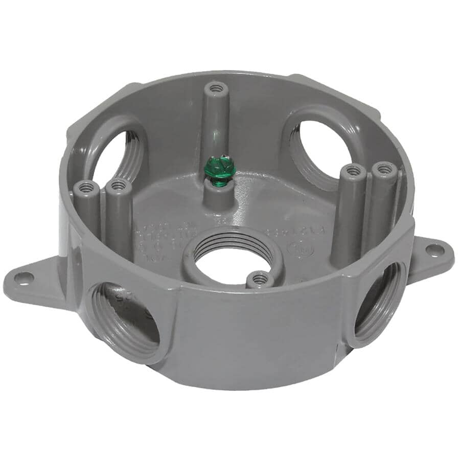 RED DOT Grey Weatherproof Outdoor Metal Round Junction Box | Home Hardware