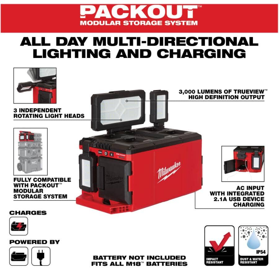 MILWAUKEE M18 Packout Work Light with Charger | Home Hardware