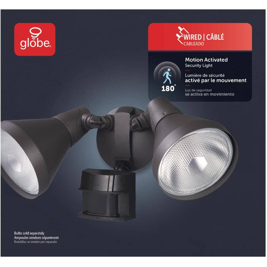 GLOBE ELECTRIC 2 Light 180 Degree Motion Detector Security Light | Home ...