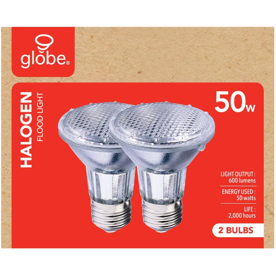GLOBE ELECTRIC 50W PAR20 Medium Base Halogen Flood Light Bulbs | Home ...