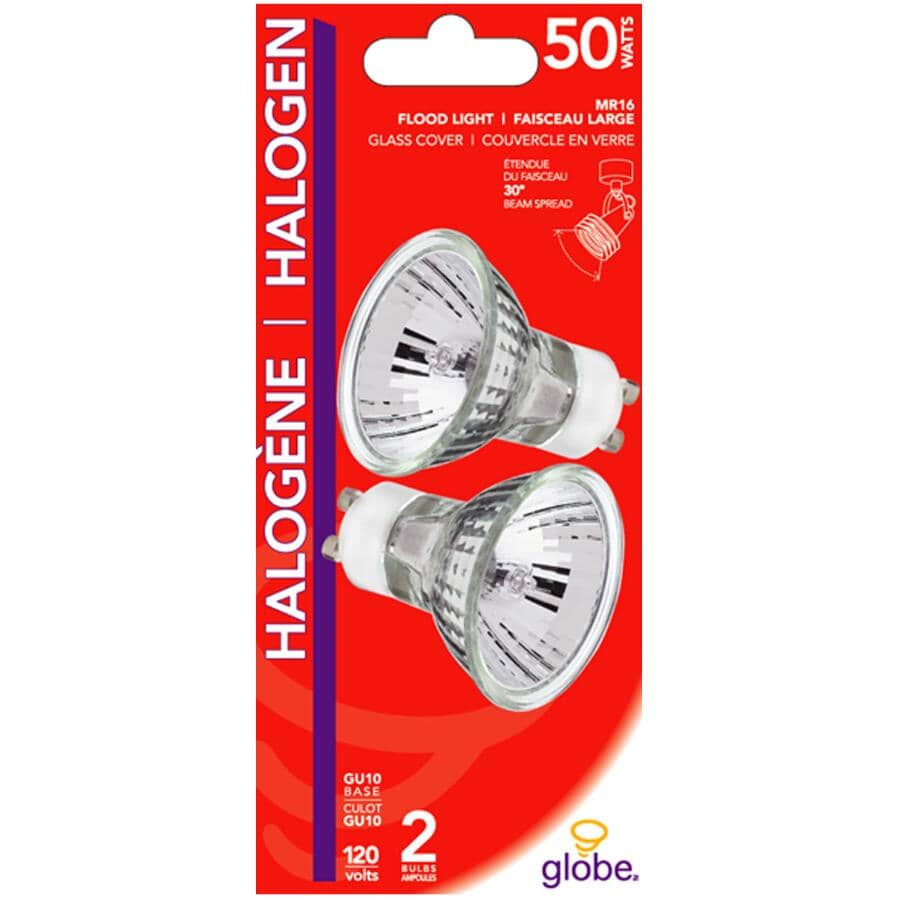 GLOBE ELECTRIC 50W MR16 GU10 Base Halogen Flood Light Bulbs | Home Hardware