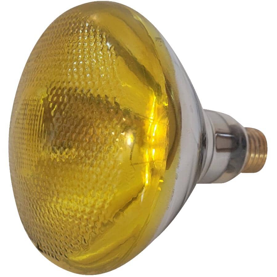 HOME ESSENTIALS 100W PAR38 Medium Base Yellow Indoor & Outdoor Flood ...