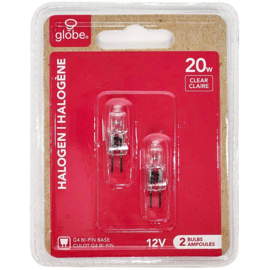 GLOBE ELECTRIC 20W, 12V, T3 Capsule G4 Base Halogen Light Bulbs | Home ...