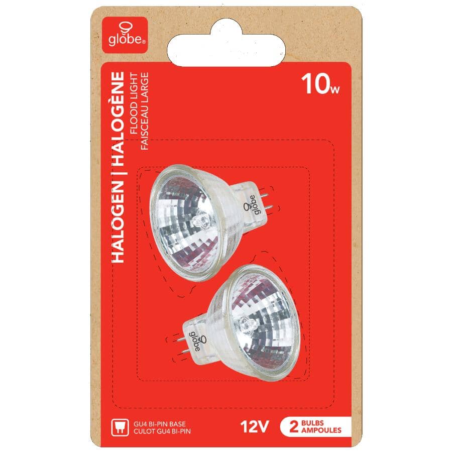 GLOBE ELECTRIC 10W, 12V, MR11 GU4 Base Halogen Flood Light Bulbs | Home ...