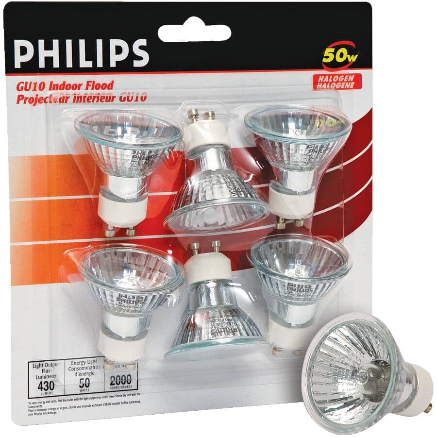 PHILIPS 50W MR16 GU10 Base Halogen Flood Light Bulbs | Home Hardware